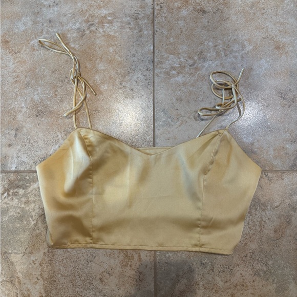 emory park | Tops | Emory Park Buttercream Yellow Silk Crop Top | Poshmark